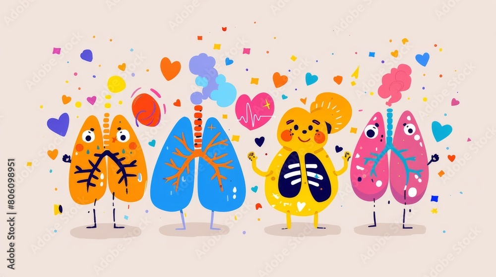 Pediatric educational poster with cartoon lungs, engaging and colorful ...