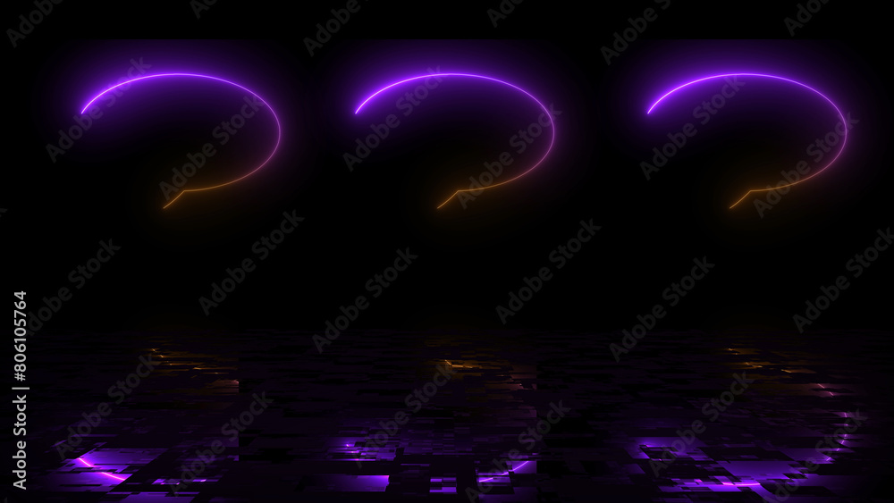 Chat typing bubble message icon 3 animated black bg. Neon typing ...