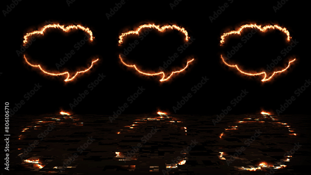 Cloud shape text msg icon animation reflective black bg. Chatting ...