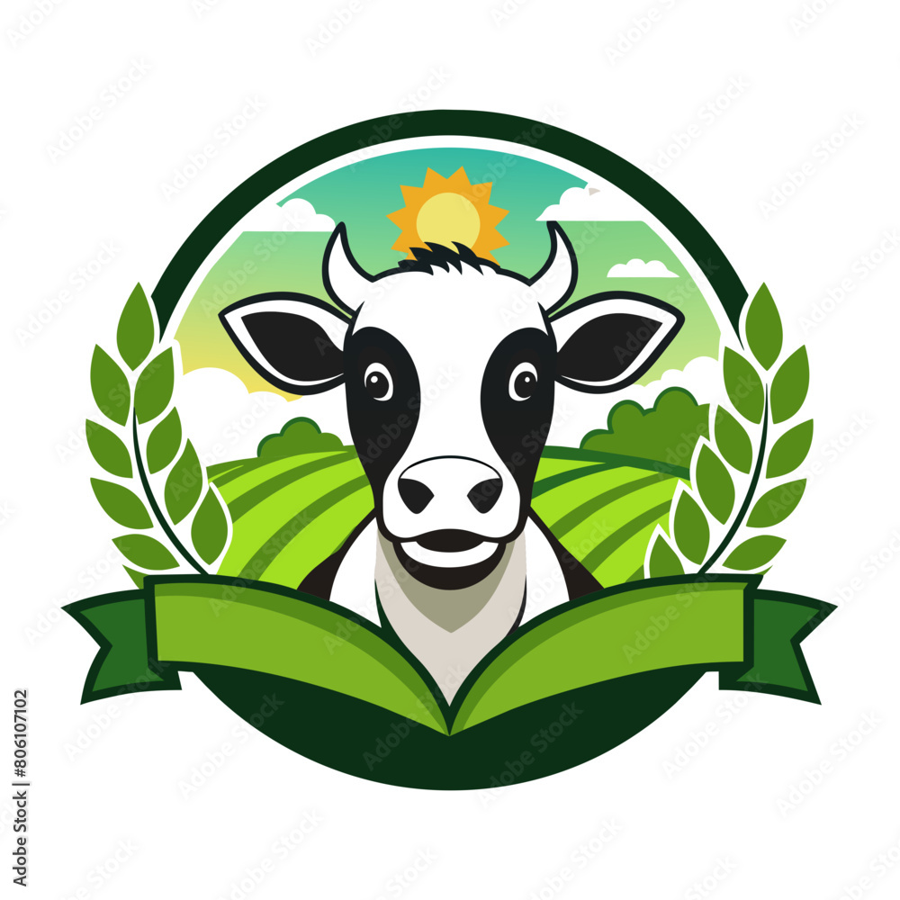 caw farm logo vector art illustartion Stock Vector | Adobe Stock