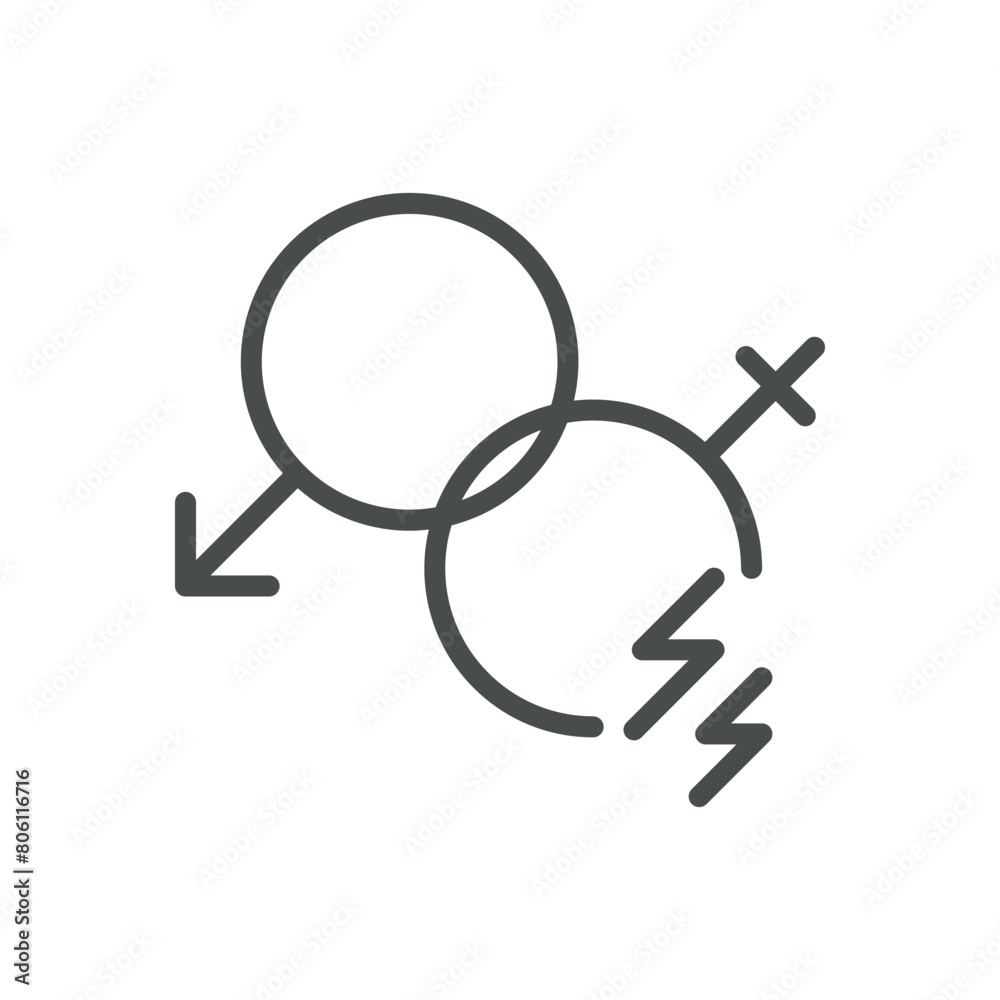 Painful Intercourse Icon. Line Vector Illustration of Gender Symbols ...