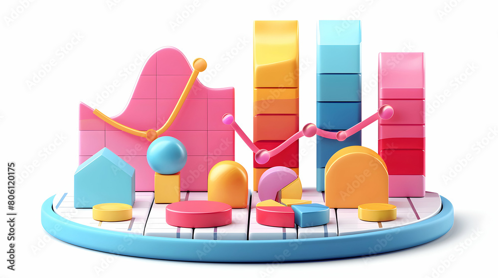 3D Cartoon Icon of Data Visualization and Analytics for Illustrating ...