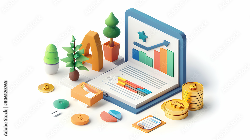 3D Cartoon Icon for Visualizing Financial Planning and Budgeting Stock ...