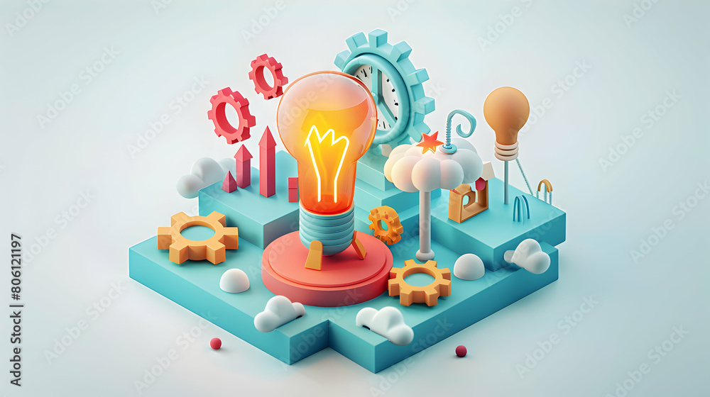 Innovative 3D Icon: Cartoony Concept Illustrating Forward-Thinking ...