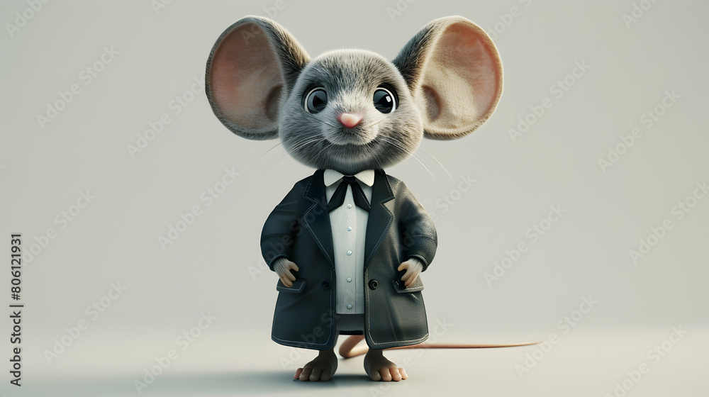 Professional Businesswoman Mouse Character in 3D Isometric Scene for ...