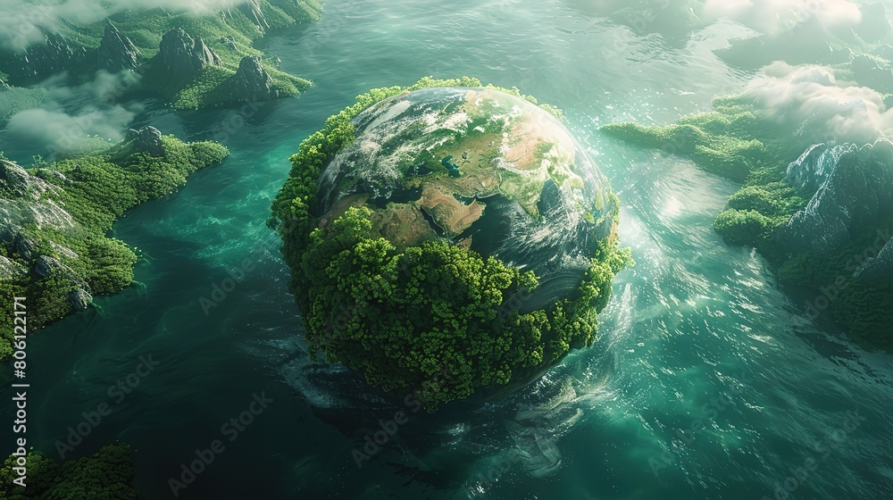 Aerial top view green forest with earth, Green planet in your hands ...