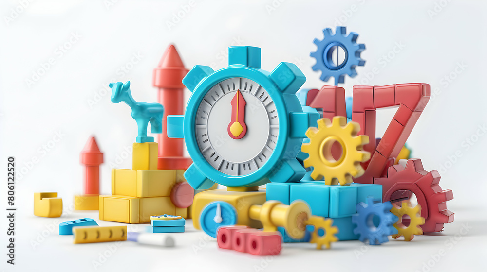 3D Icon: Productivity and Efficiency Cartoon Style Design for Workflow ...