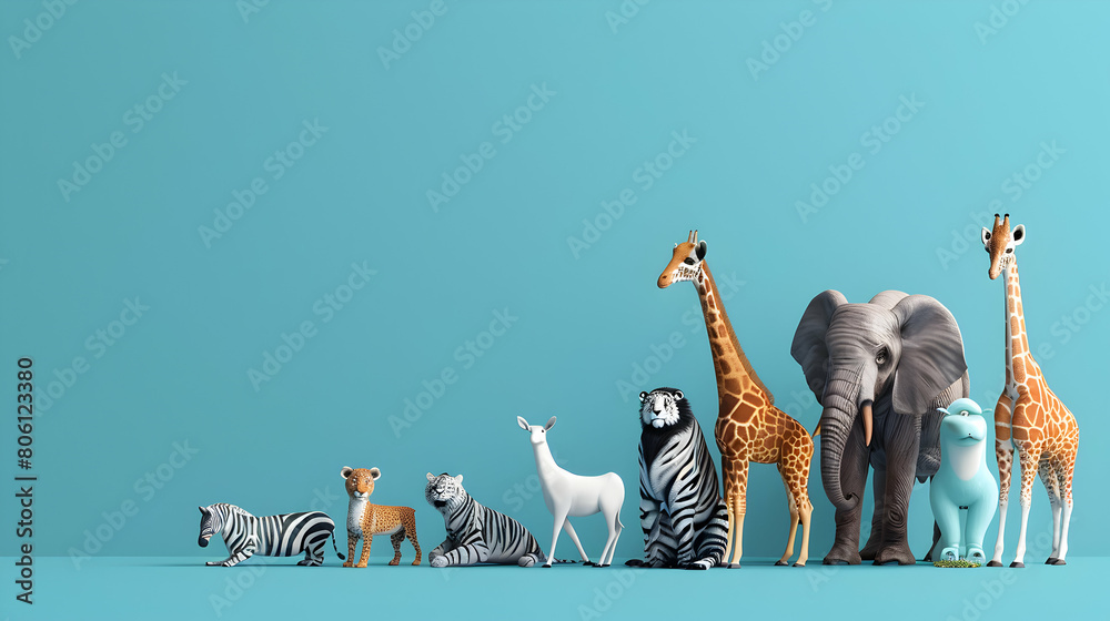 Photo Ultra Realistic Animal Teamwork in Business Isometric Banner ...