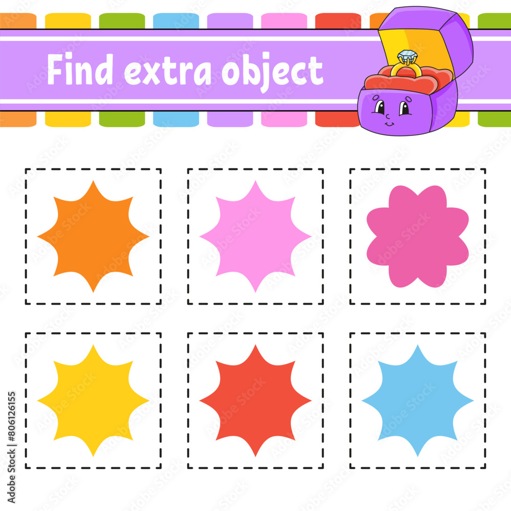 Find extra object. Educational activity worksheet for kids and toddlers ...