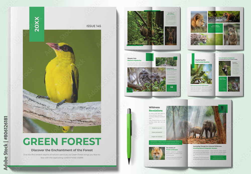 Green Forest Brochure Layout Stock Template | Adobe Stock