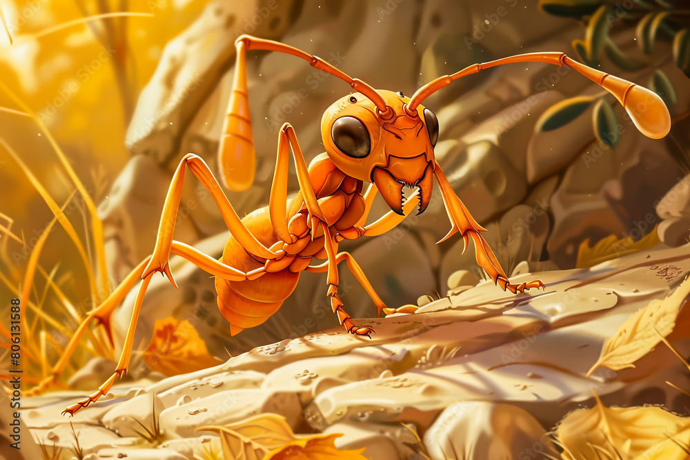 Cartoon Red Ant Working. Generated Image. A digital illustration of a ...