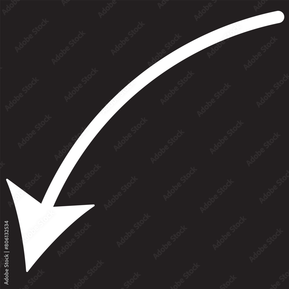 white arrow icon on transparent background. flat style. white arrow ...