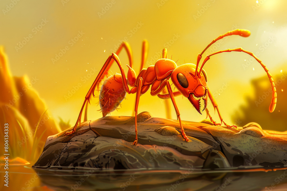 Cartoon Red Ant Working. Generated Image. A digital illustration of a ...