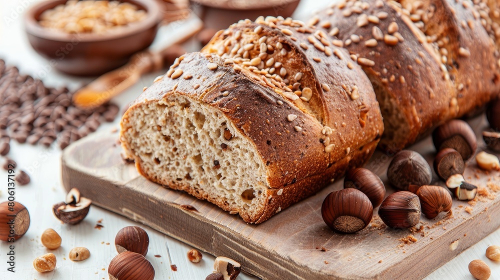 Indulge in this delicious display of bread slathered in chocolate paste ...