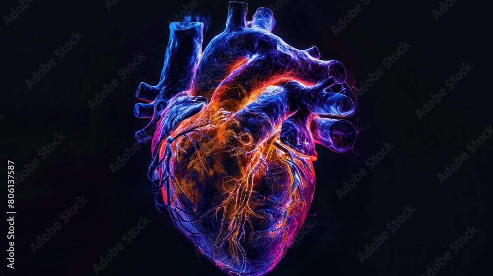 MRI image of a human heart focusing on valve functions and ...