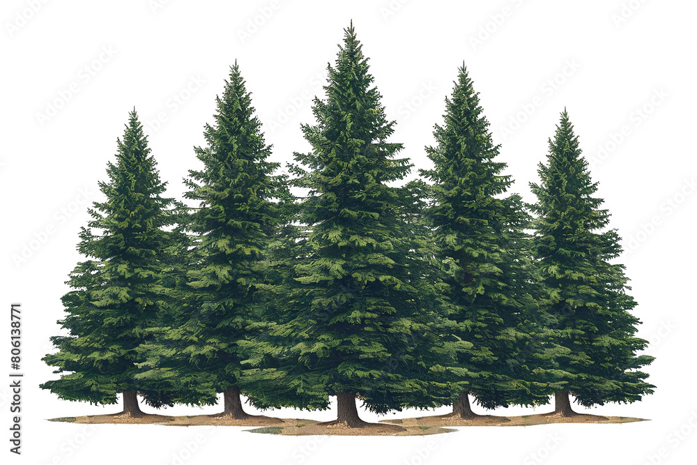 Set of Pinus sylvestris Scotch pine spruce big tall tree isolated png ...