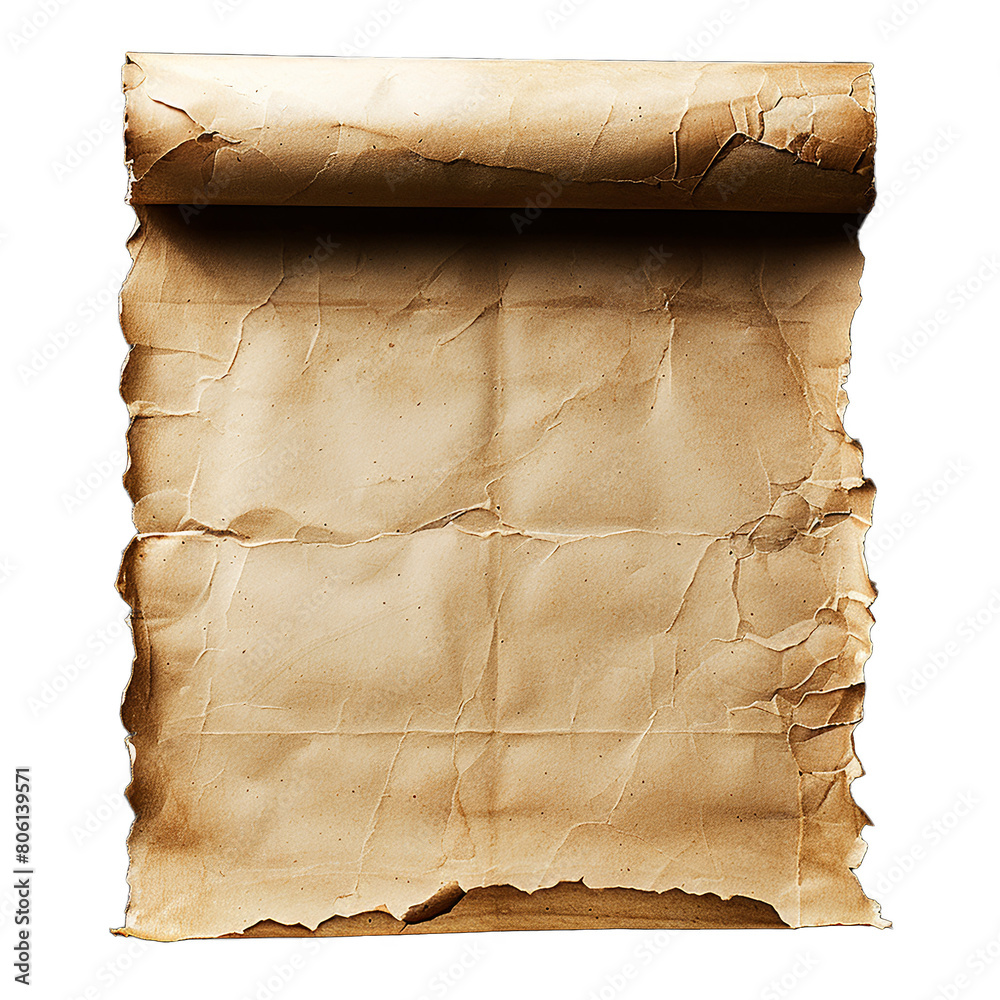 Foto de old scroll paper, vintage paper, old paper isolated on white ...