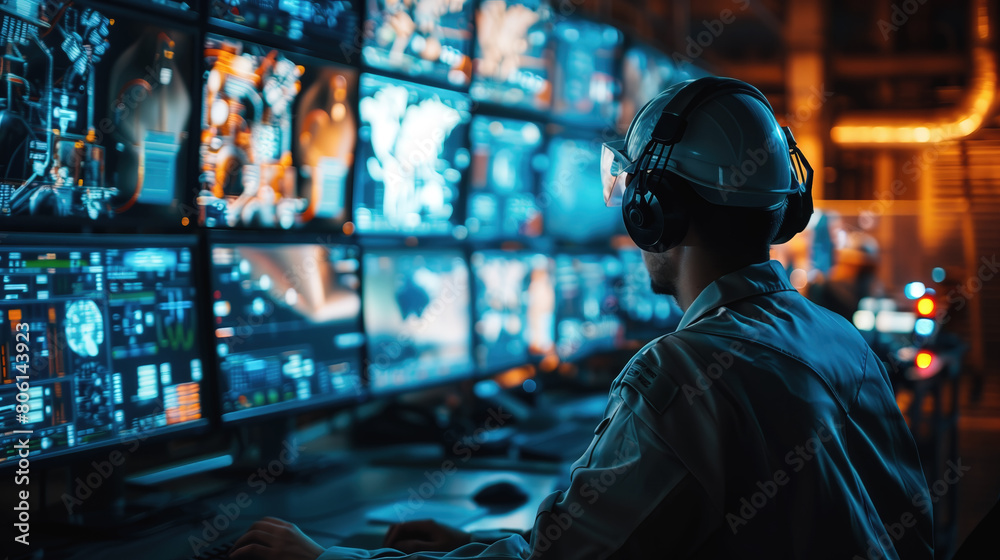 Professional oversees operations in a high-tech control room at a ...