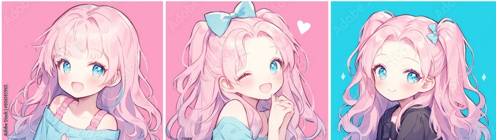 chibi drawings of full body anime girls with different hair, cute ...
