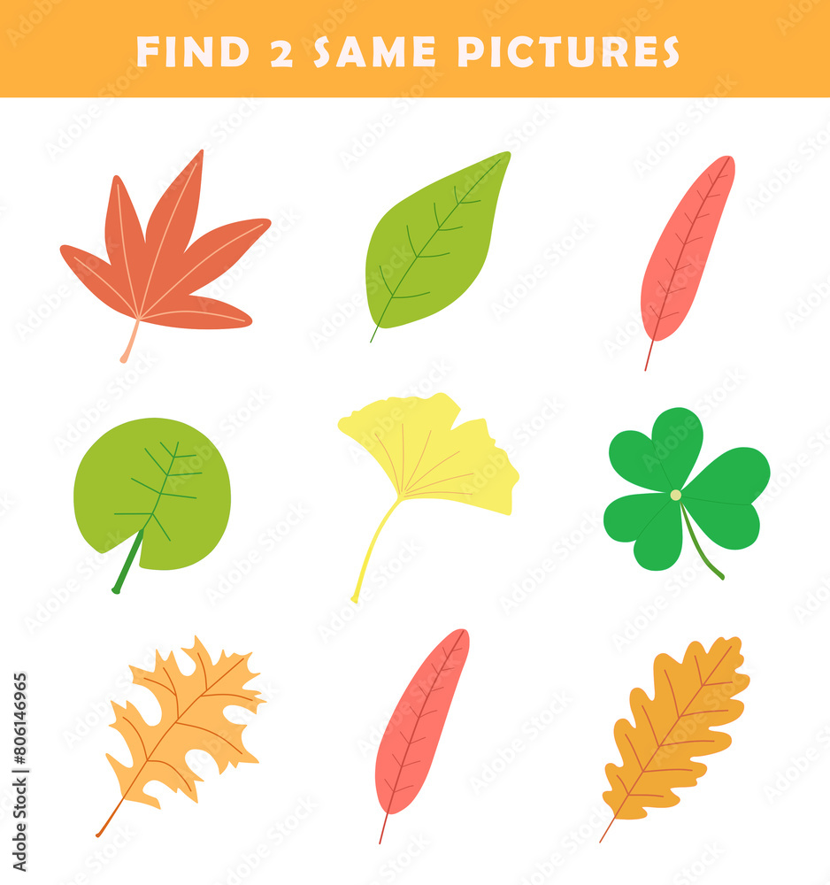 Find 2 same pictures. Puzzle game for children. Preschool worksheet ...