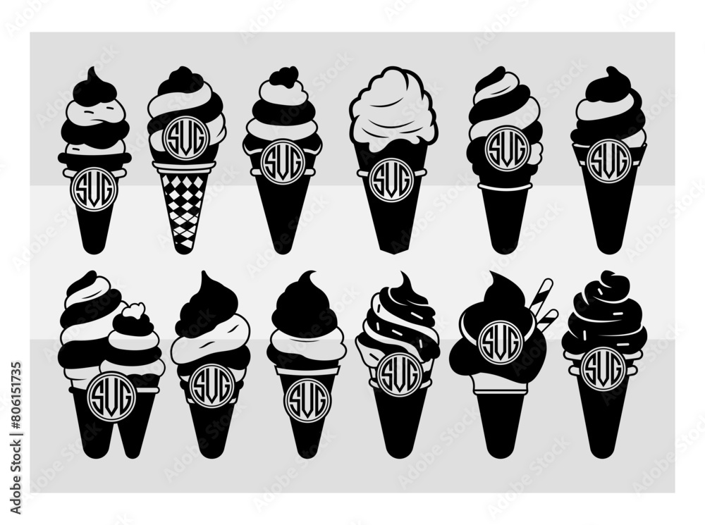 Ice Cream Circle Monogram svg | Ice Cream Silhouette | Waffle Cone Svg ... Ice Cream Circle Monogram svg | Ice Cream Silhouette | Waffle Cone Svg ...