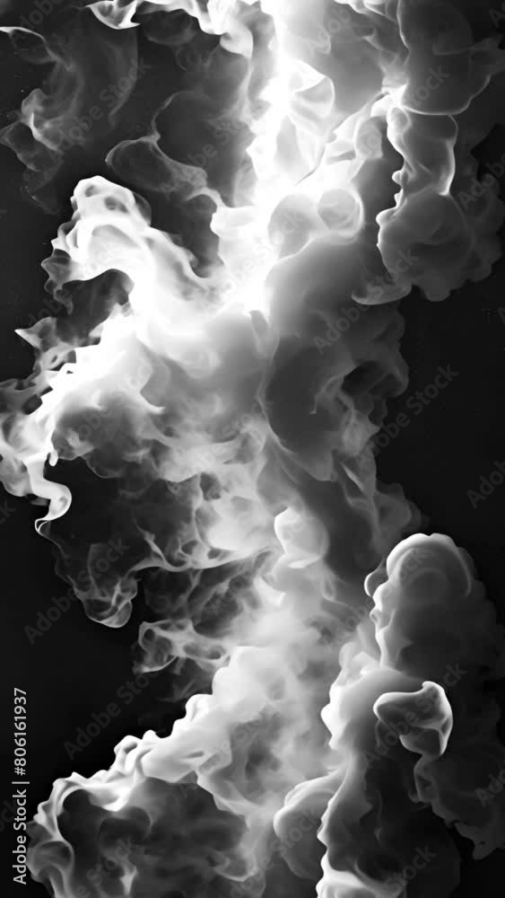 White ink flowing transition on black background. White smoke,paint ...
