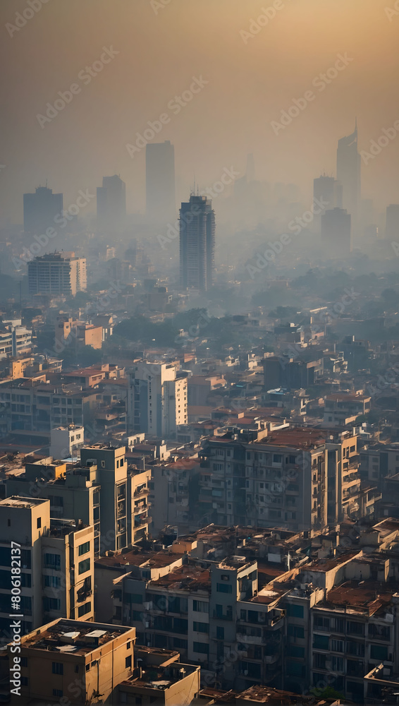 Cityscape veiled by smog, depicting the alarming reality of air ...