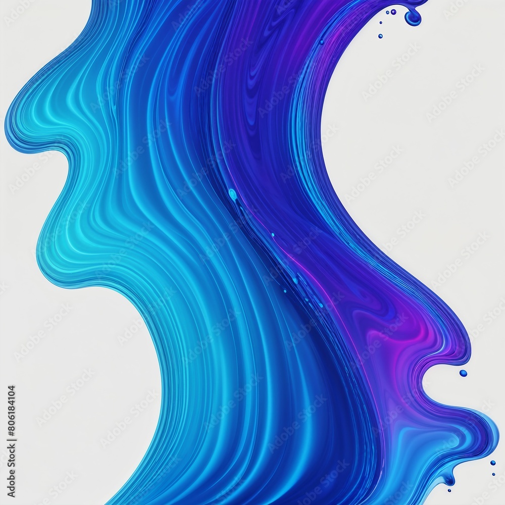 Holographic gradient neon wave shape liquid with various blue colors ...