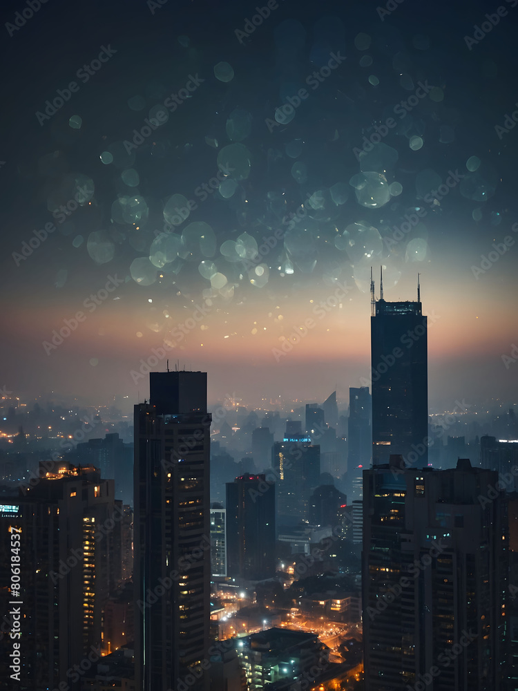 Dramatic city skyline obscured by haze, serving as a poignant reminder ...