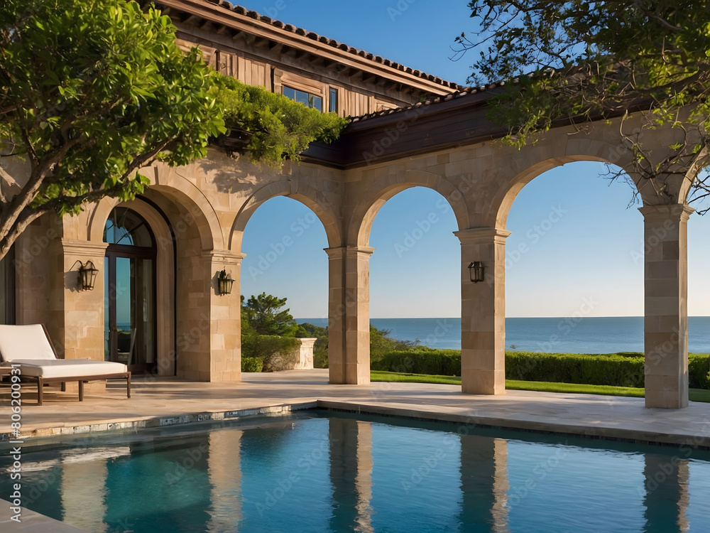 Luxurious villa inspired by Mediterranean architecture, featuring ...