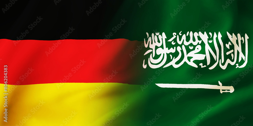 German,Saudi Arabia flag together.Germany,Saudi Arabian waving flag ...