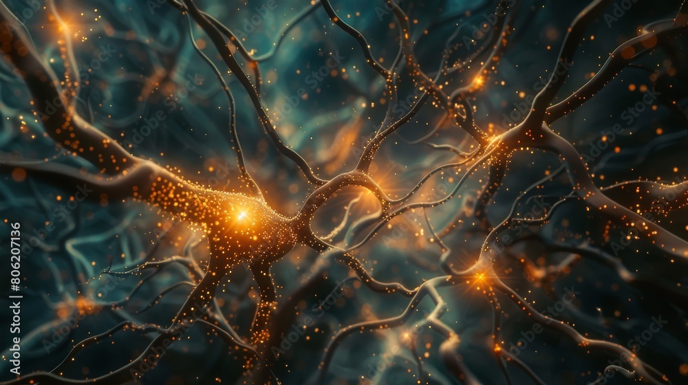 The image shows a bunch of neurons in the brain. The neurons are ...