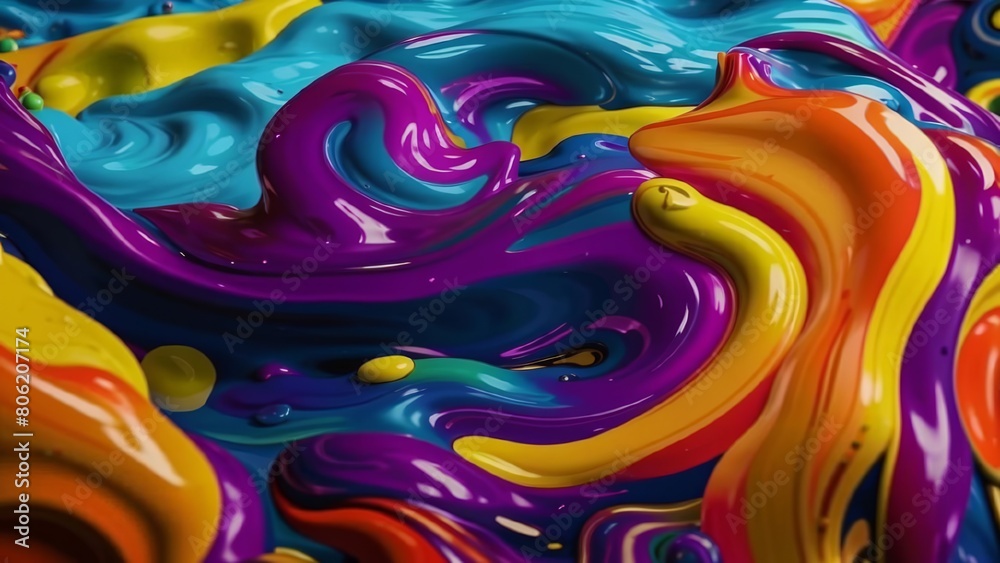 Trendy Abstract vibrant 3D background with slime effect and volumetric ...