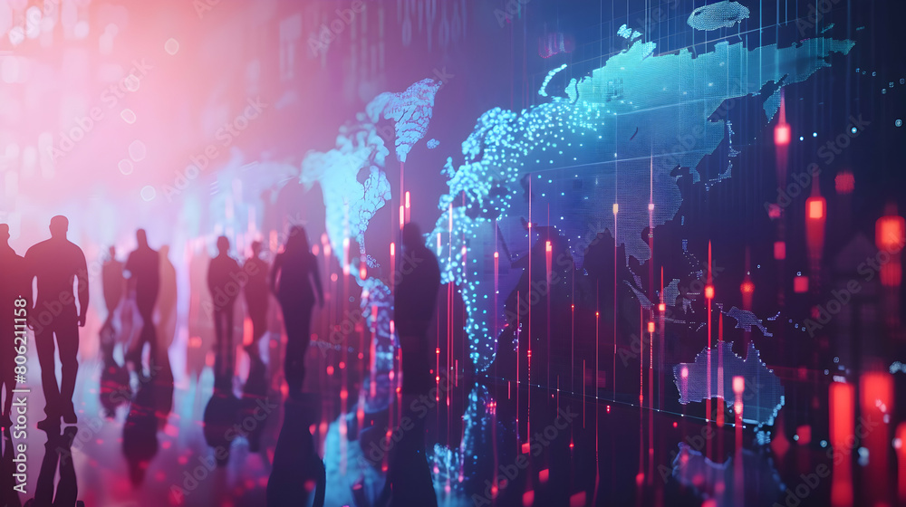 Ultra Realistic Digital Animation Showing Global Population Growth Over ...