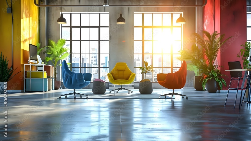 Modern office space with looping timelapse virtual animation background ...