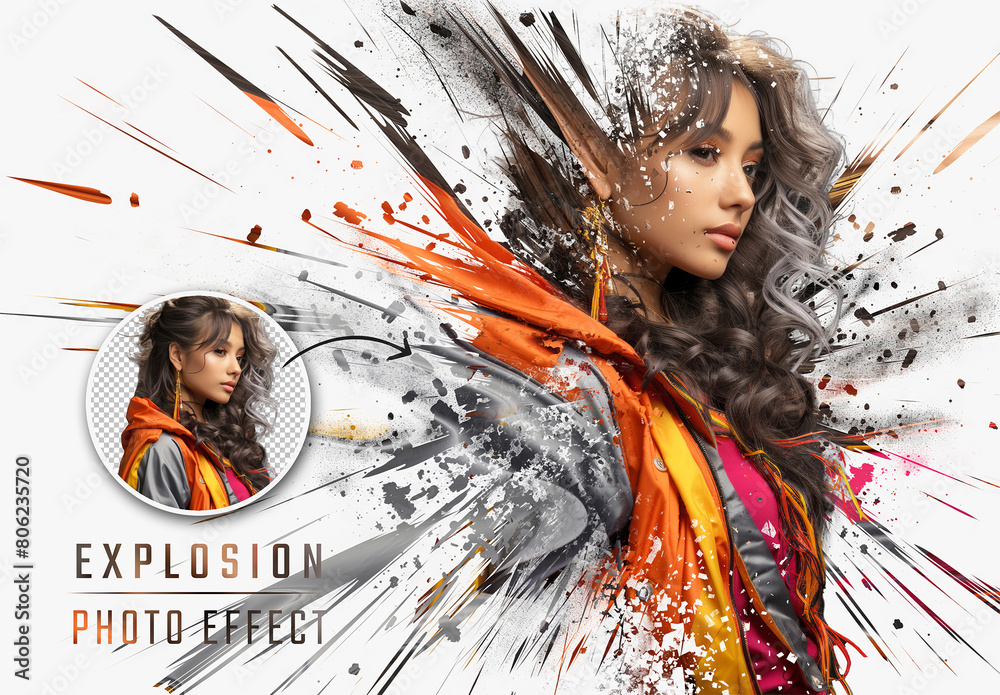 Explosion Dispersion Photo Effect Mockup. Generative Ai Stock Template ...