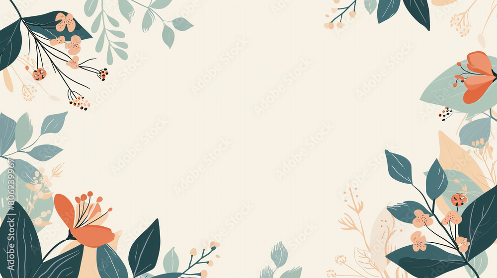 A minimalist clip art of a floral wreath, with simple leaves and ...