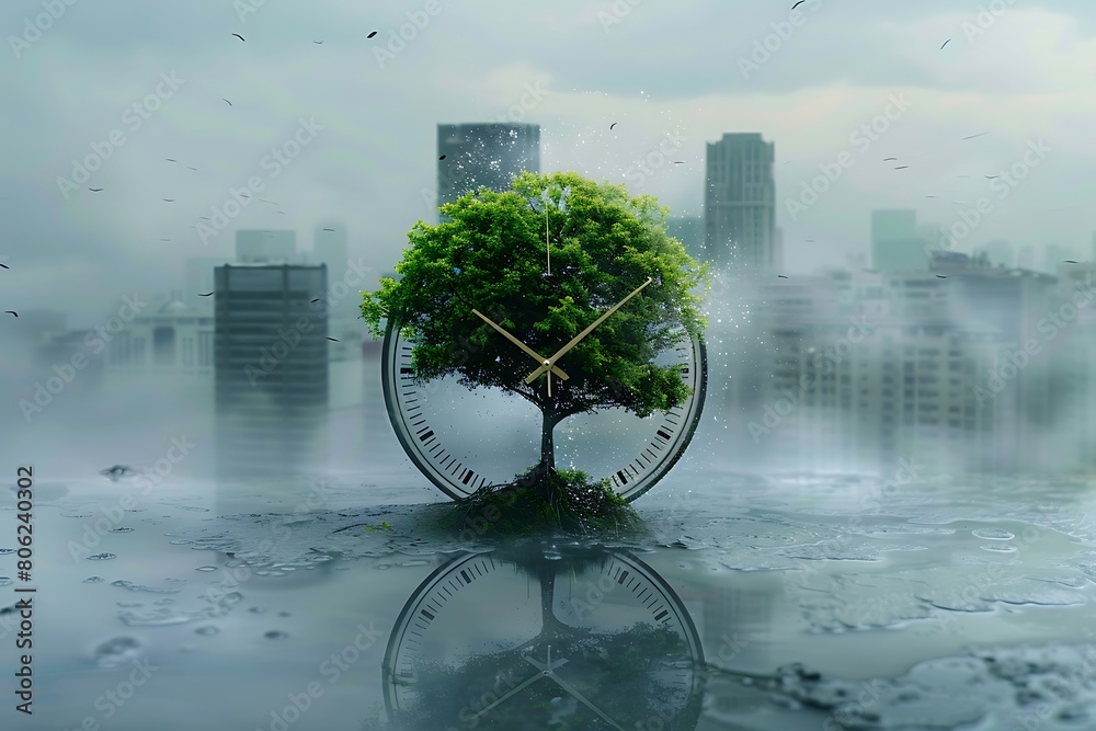 Time as an ally: Clock face morphing into a growing tree, symbolizing ...