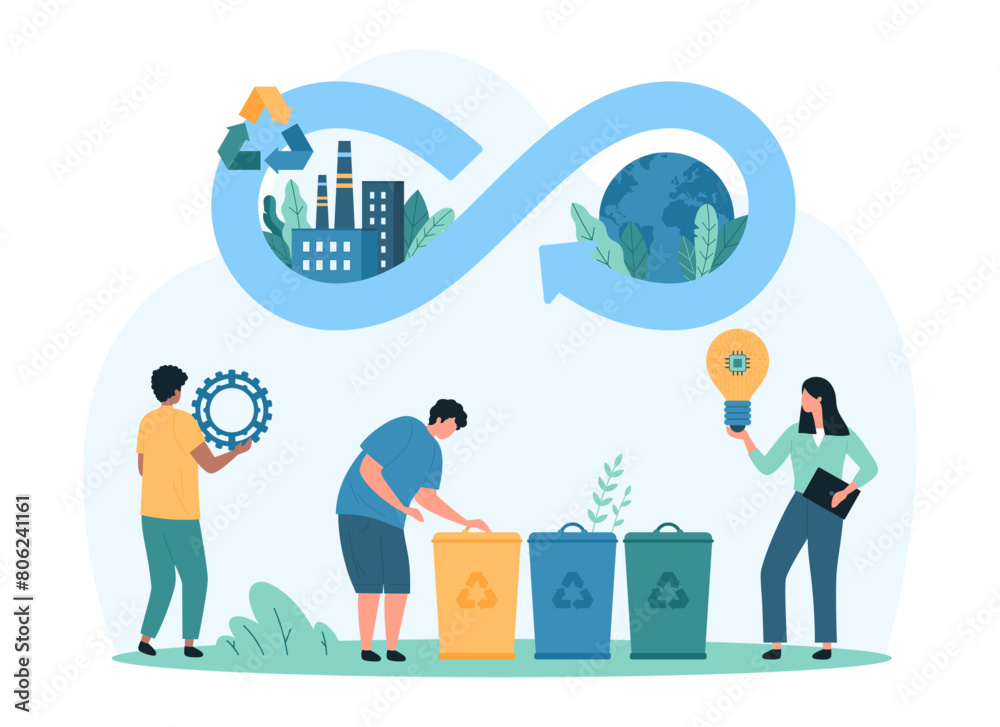 Circular economy innovation sustainable strategy, tech solutions. Tiny ...