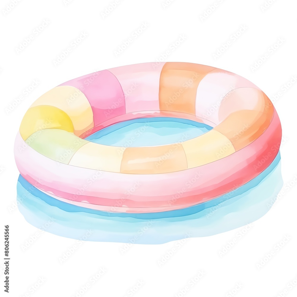 A watercolor of Inflatable pool float clipart, isolated on white ...