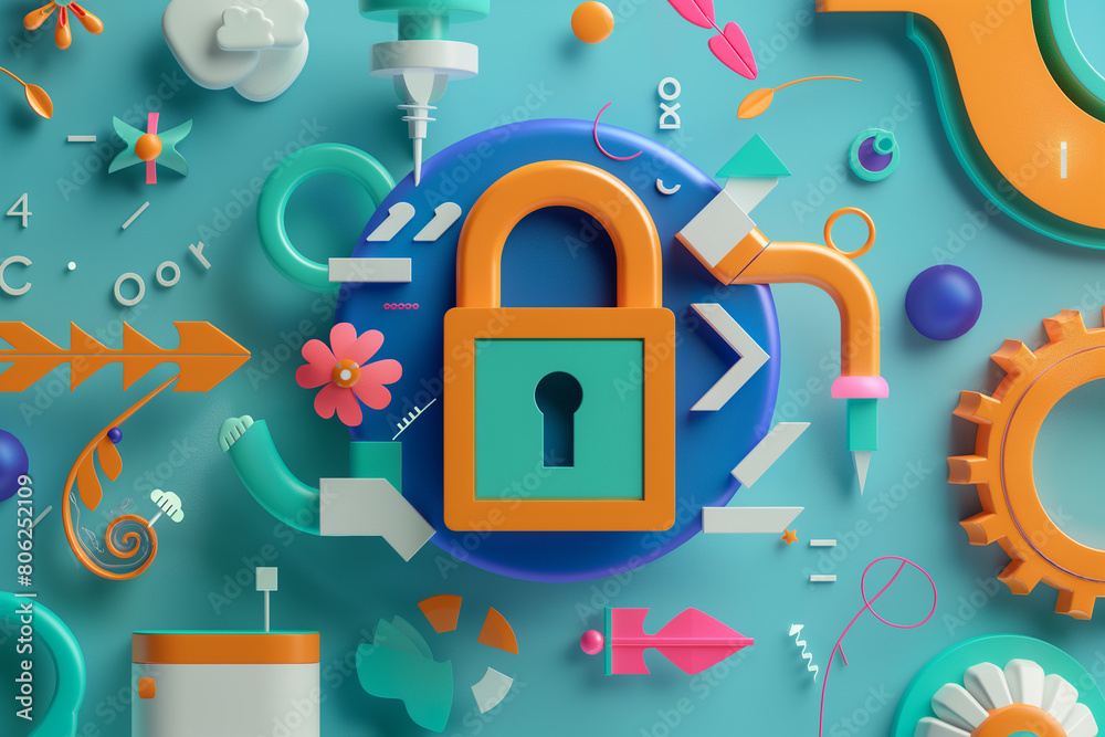 Lock Screen Ui Display Components In 3d Style Mat Textured Render Stock Illustration Adobe Stock