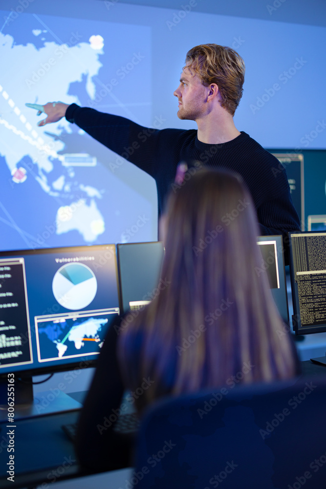 Cyber security team working in a Cyber Security Operations Center SOC ...