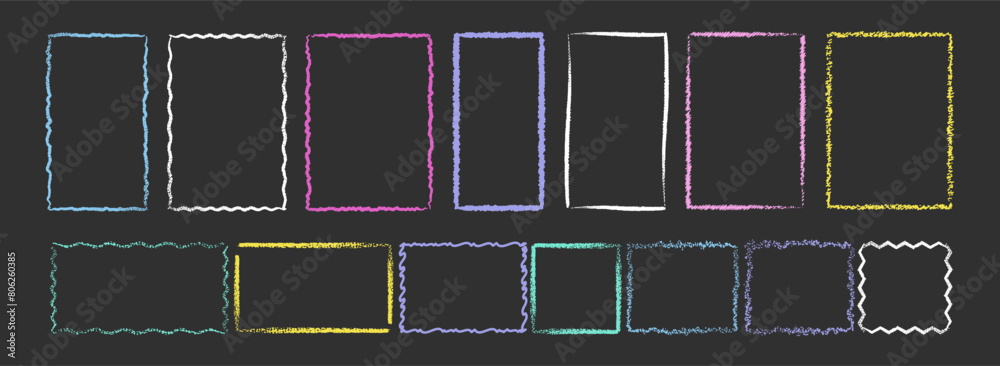 Set of colorful hand drawn grunge doodle charcoal, pencil, chalk square ...