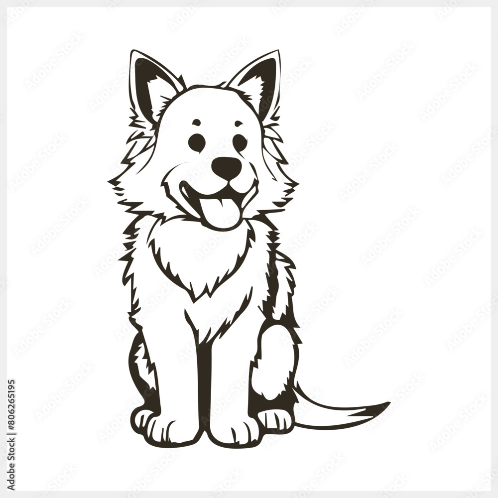 Doodle shepherd dog isolated. Coloring page book. Cartoon vector stock ...