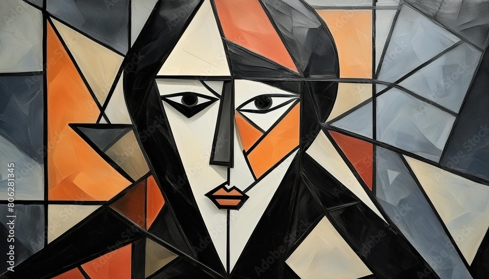 cubist portrait with bold black outlines inspired by cubism a portrait ...