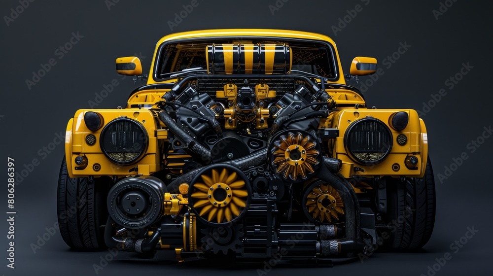 Auto engine anatomy. revealing gears and components for better ...
