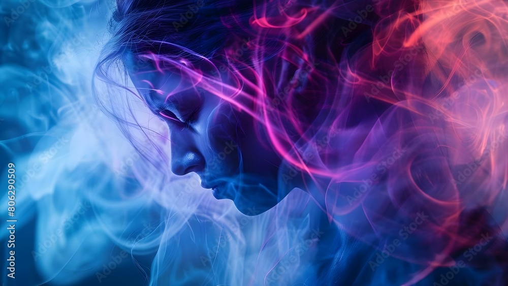 Person experiencing anxiety with racing thoughts and suffocating ...