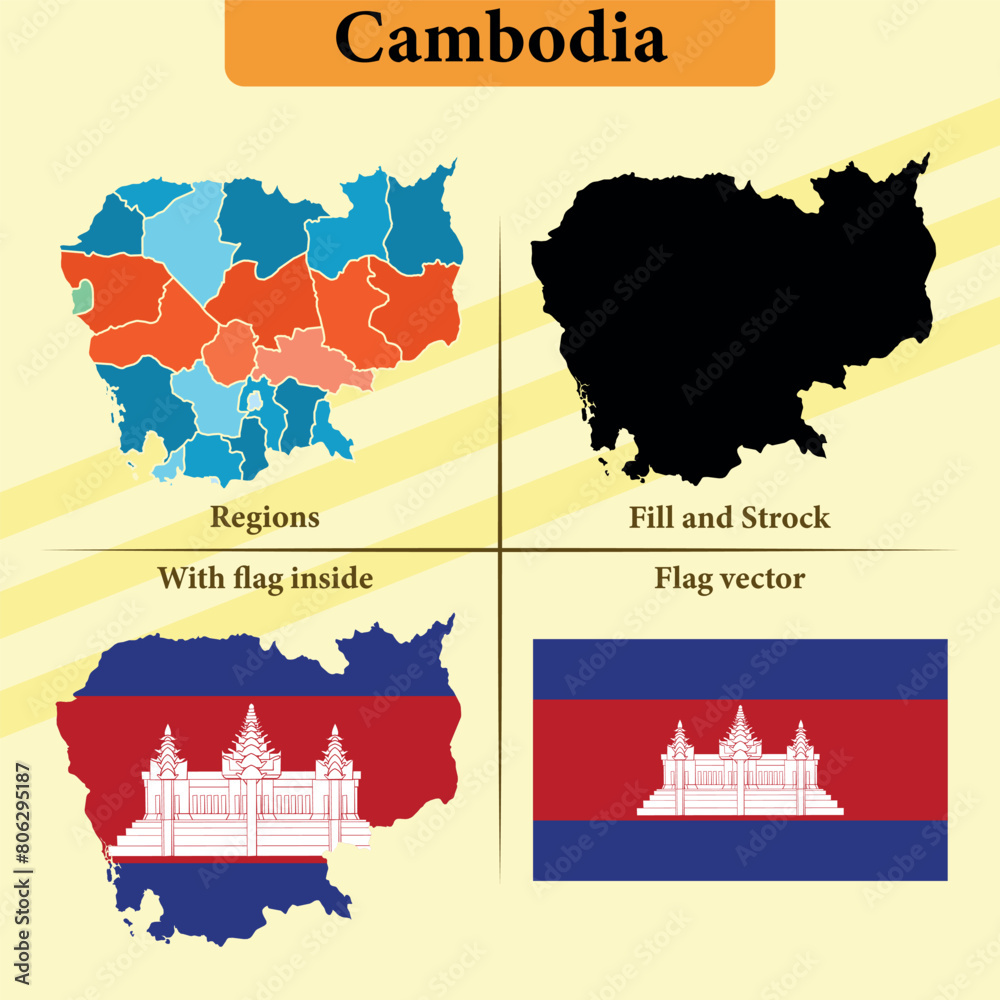 political map vector states and lines and full with vector flag and ...