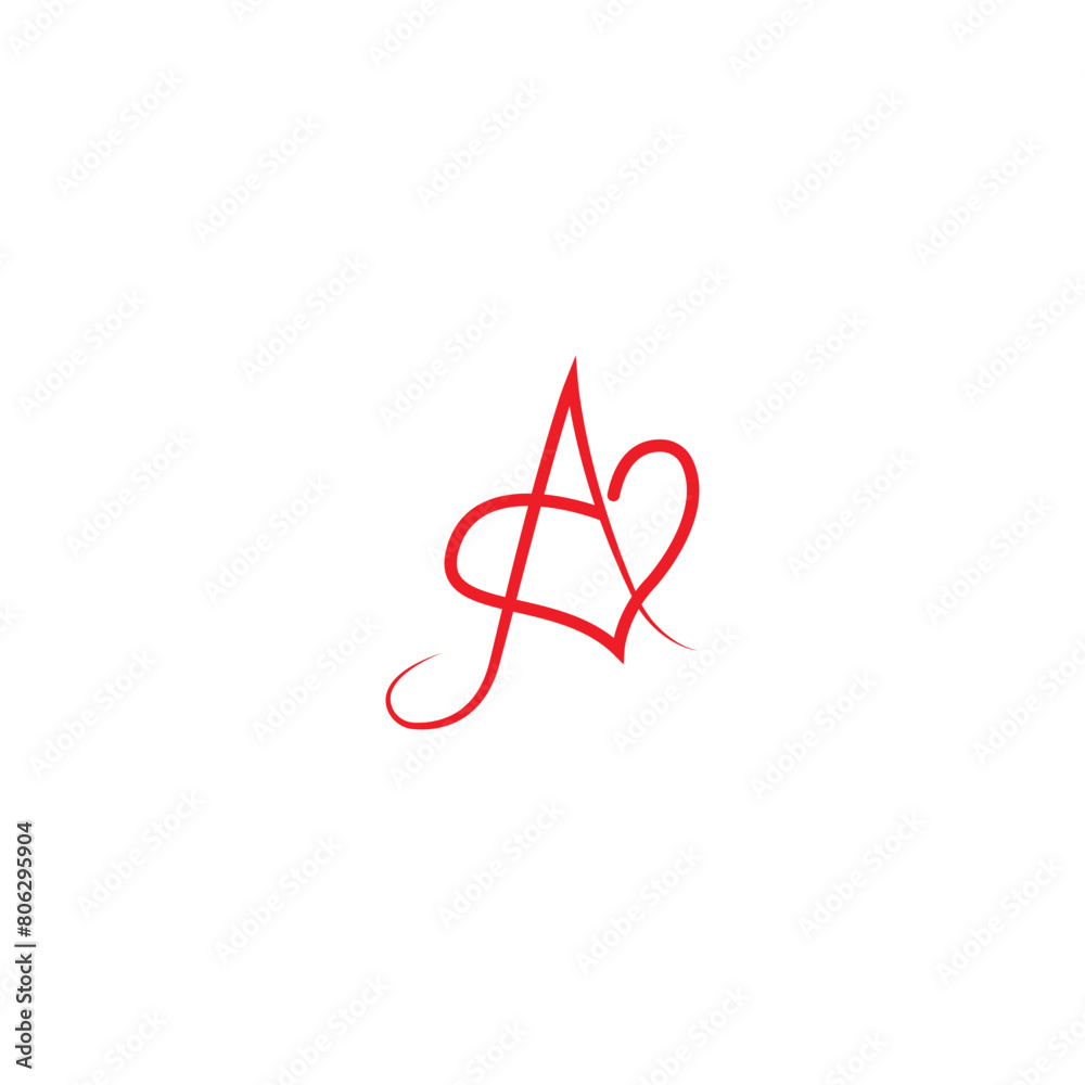 Letter A And Heart Shape Logo. Vector Letter A And Heart Shape Design ...
