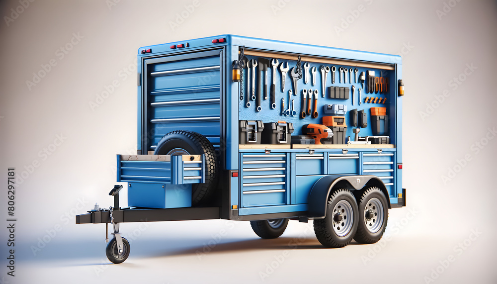 High-Quality 3D Rendering of Single Axle Utility Trailer, Realistic ...